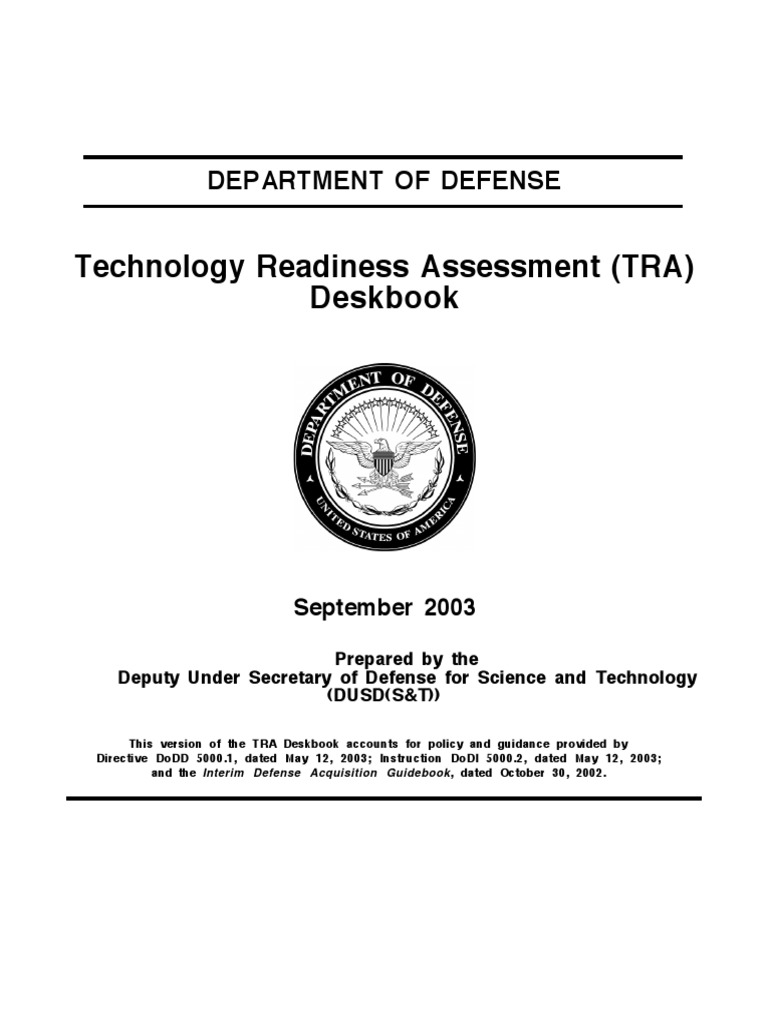 DOD Technology Readiness Assessment (TRA) Deskbook a418881 | Prototype ...