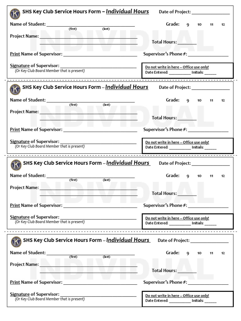 key-club-service-hours-form