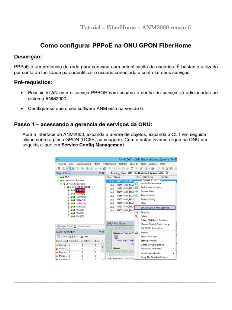 Configuração PPPoE na ONU FiberHome | PDF