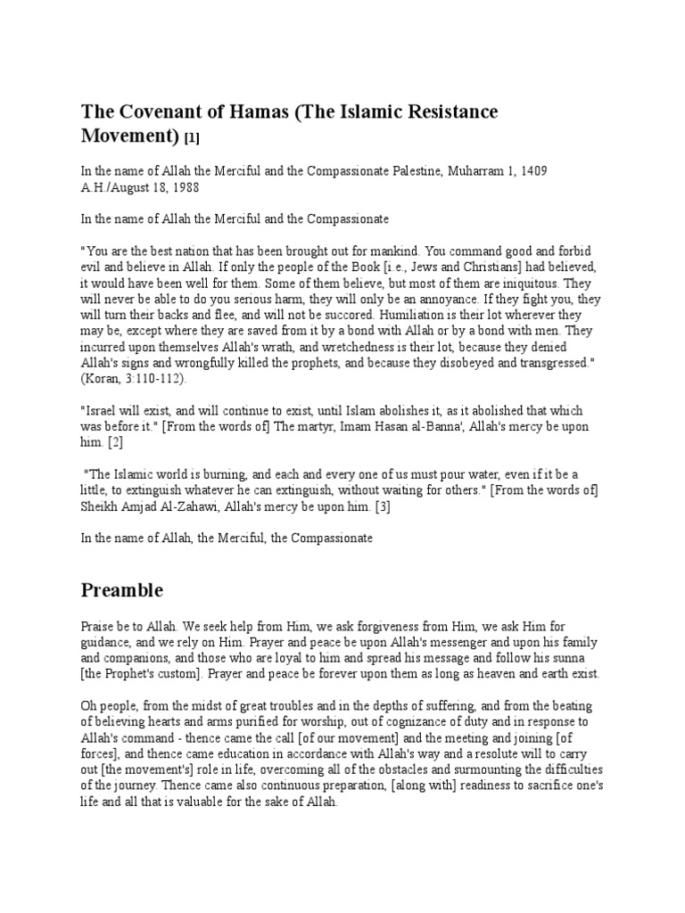 The Covenant of Hamas | PDF | Politics | Social Science