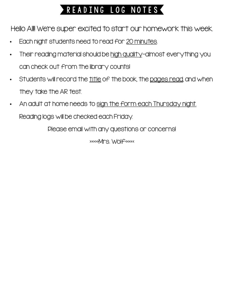 Reading Log Notes | PDF
