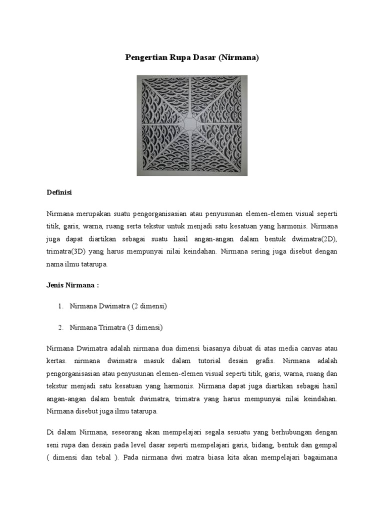Seni Rupa Pengertian Rupa Dasar Nirmana | PDF | Metode & Bahan Ajar