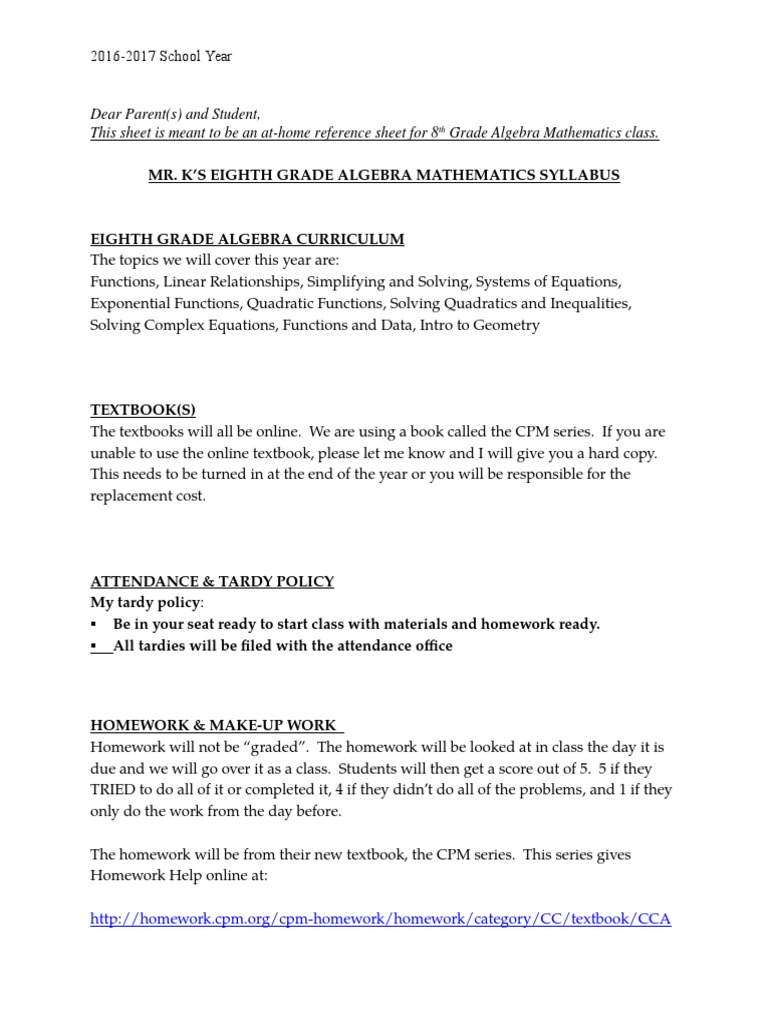 Dear Parent(s) and Student, This Sheet Is Meant To Be An at Home ...