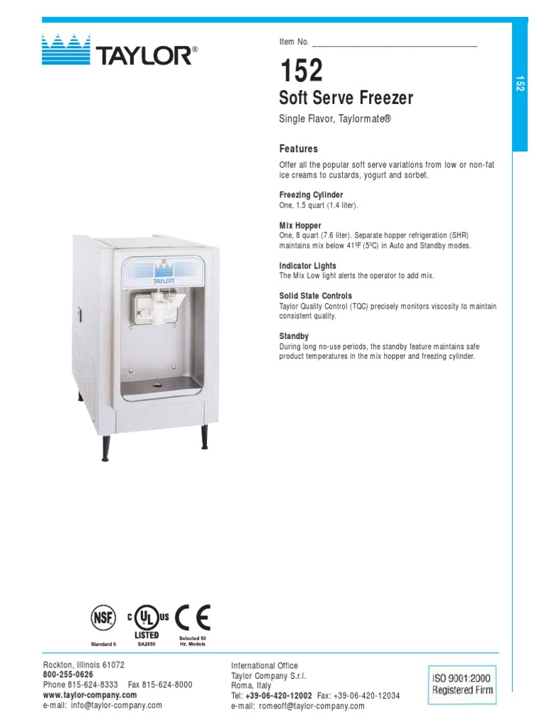 Soft Serve Freezer: Features | PDF
