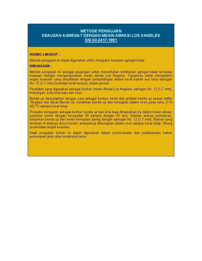 Sni 03-2417-1991-1 | PDF