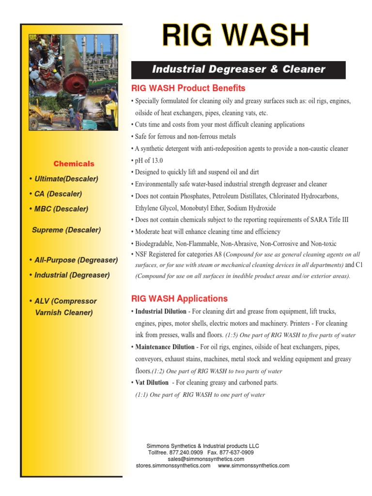 RIG - WASH Industrial Degreaser | PDF | Petroleum | Industrial Processes