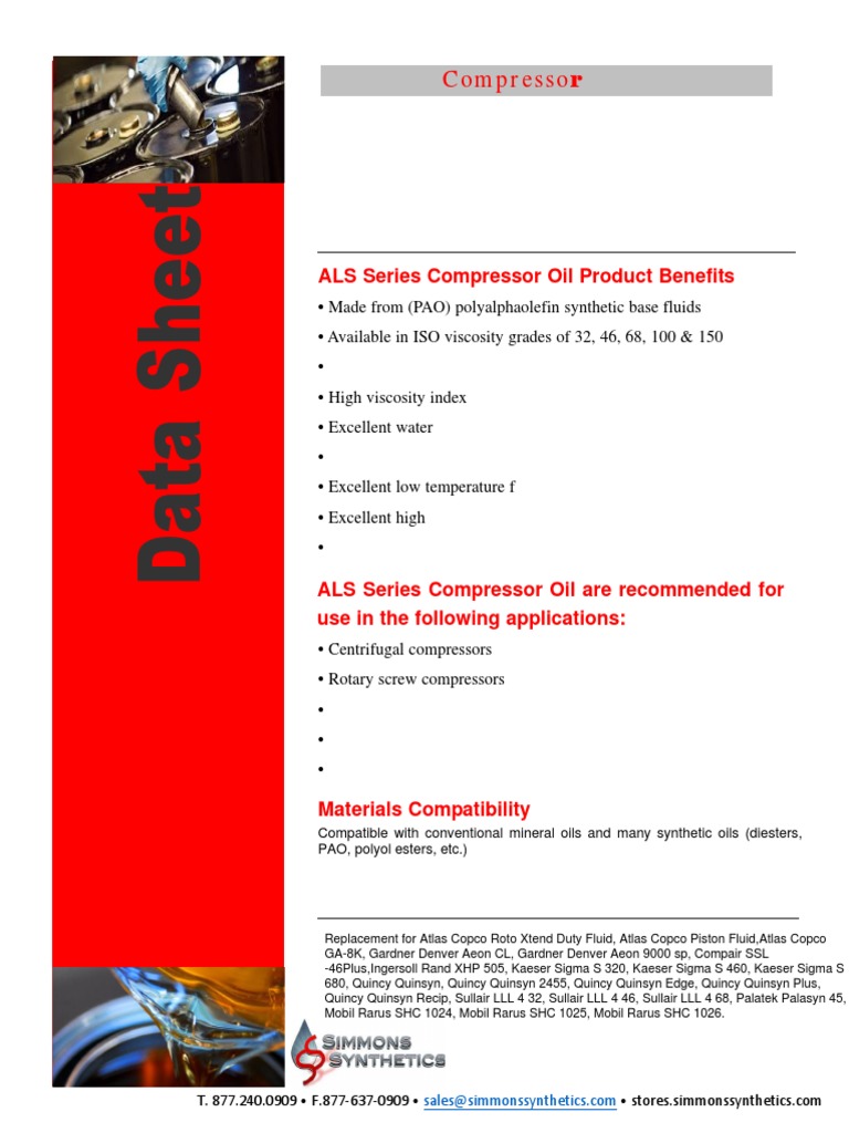 Als Series Pao Compressor Oil | PDF | Mechanical Engineering | Industries