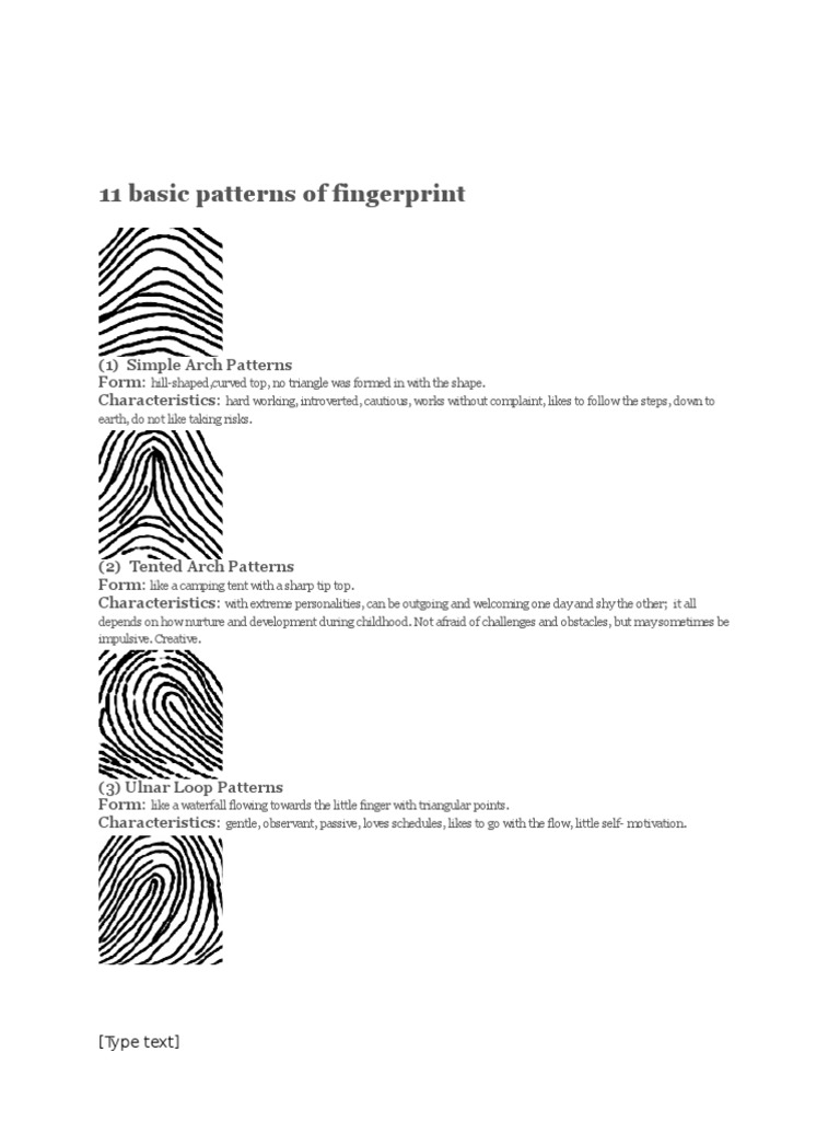 11 Basic Patterns Of Fingerprint Pdf Shape Fingerprint