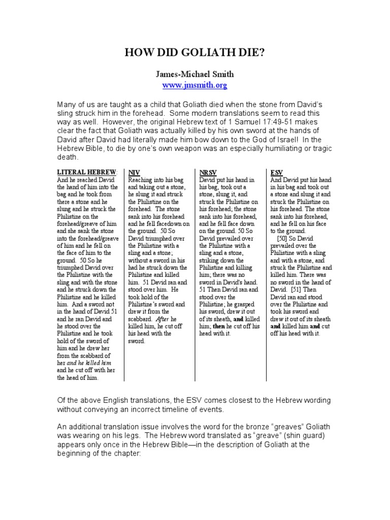How Did Goliath Die | PDF | Goliath | David