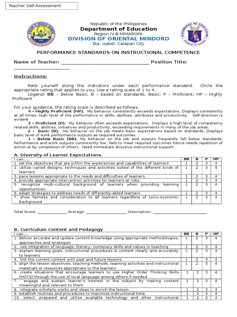 Self Assessment | PDF | Educational Assessment | Education Theory