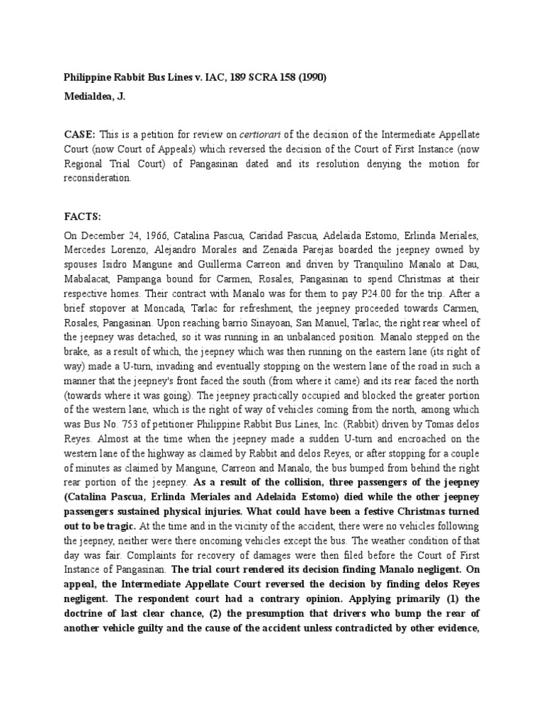 Philippine Rabbit Bus Lines V IAC | PDF | Joint And Several Liability ...