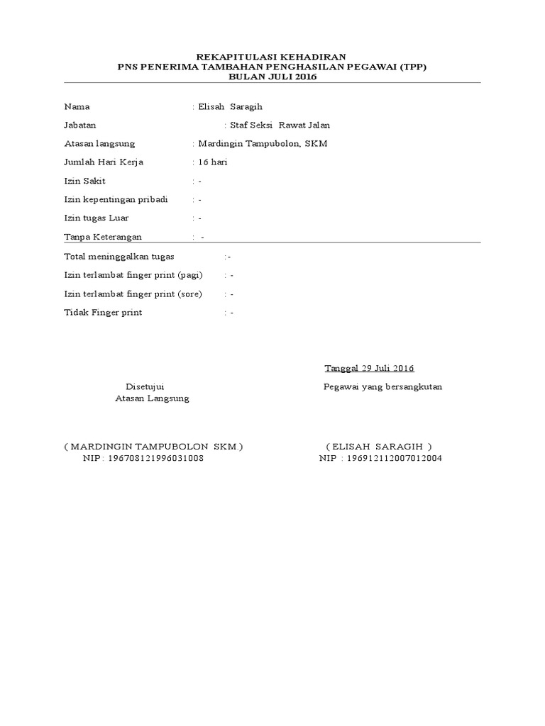 Rekapitulasi TPP | PDF