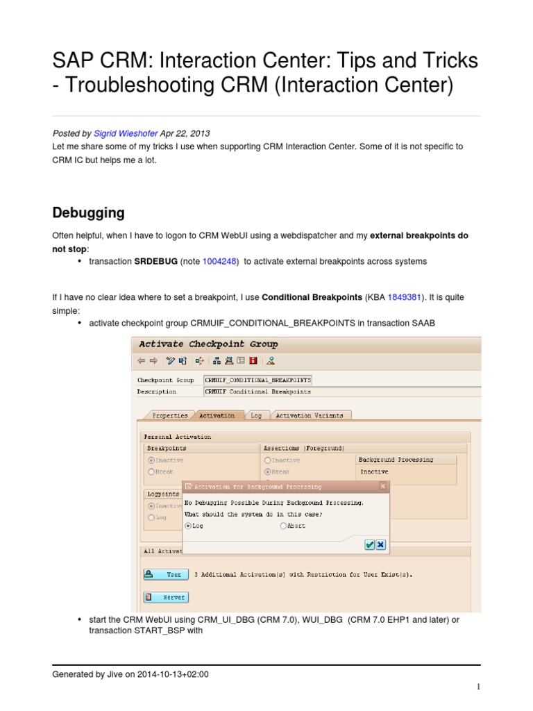 Sap Crm Interaction Center Tips And Tricks A Comprehensive Guide To Troubleshooting Crm
