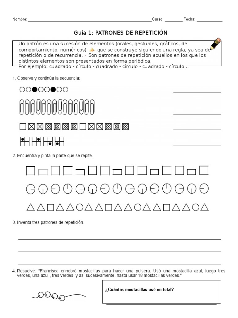 Guias Unidad 6 Patrones y Algebra 3 | PDF | Secuencia | Ecuaciones