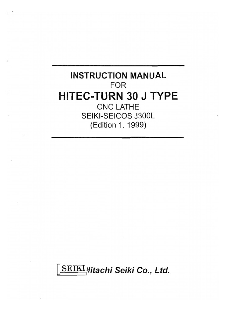 Hitachi Seiki Ht30j j300l Instruction Manual | PDF