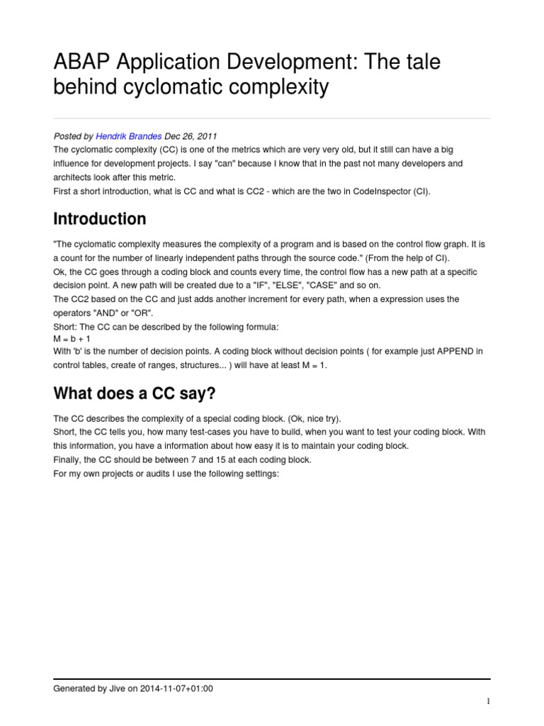 The Tale Behind Cyclomatic Complexity | PDF | Computer Science | Computer Engineering