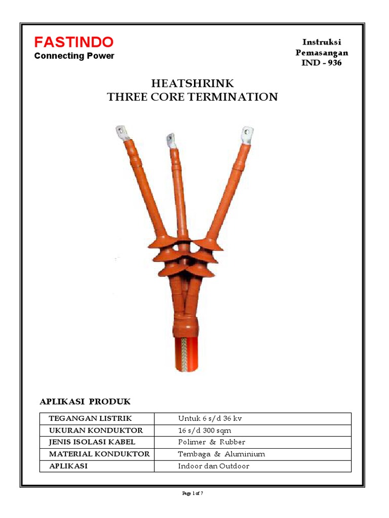 Three Core Termination Heatshrink Content 161 | PDF