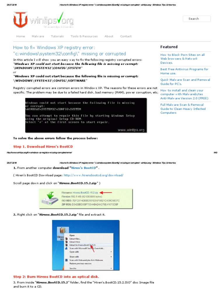 Fix Windows XP Registry Error Guide | PDF | Windows Registry | Malware