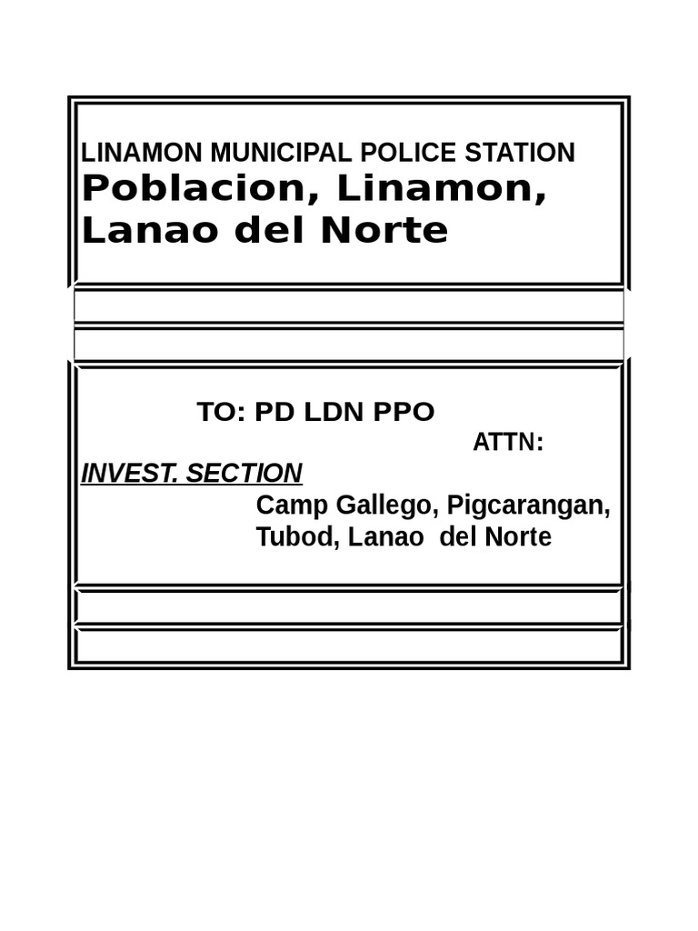 Poblacion, Linamon, Lanao Del Norte: Linamon Municipal Police Station | PDF