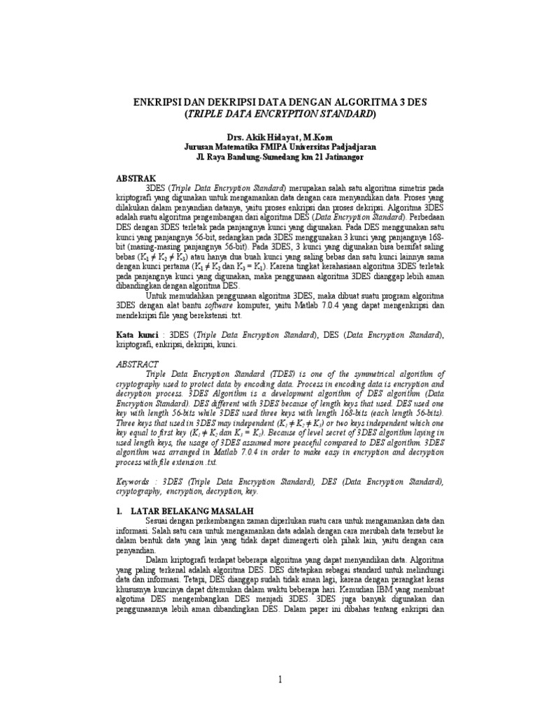 DES Algoritma Enkripsi - Dan - Dekripsi - Data - Dengan - Algoritma - 3 ...