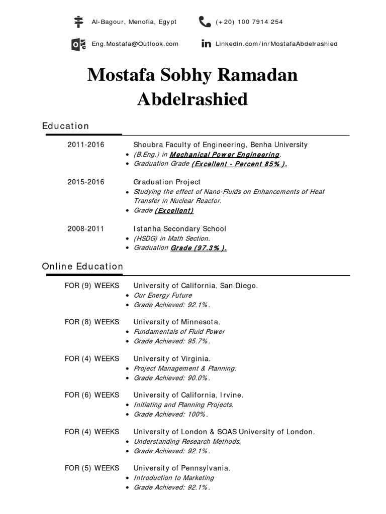 Mostafa Sobhy Ramadan Abdelrashied: Education | PDF