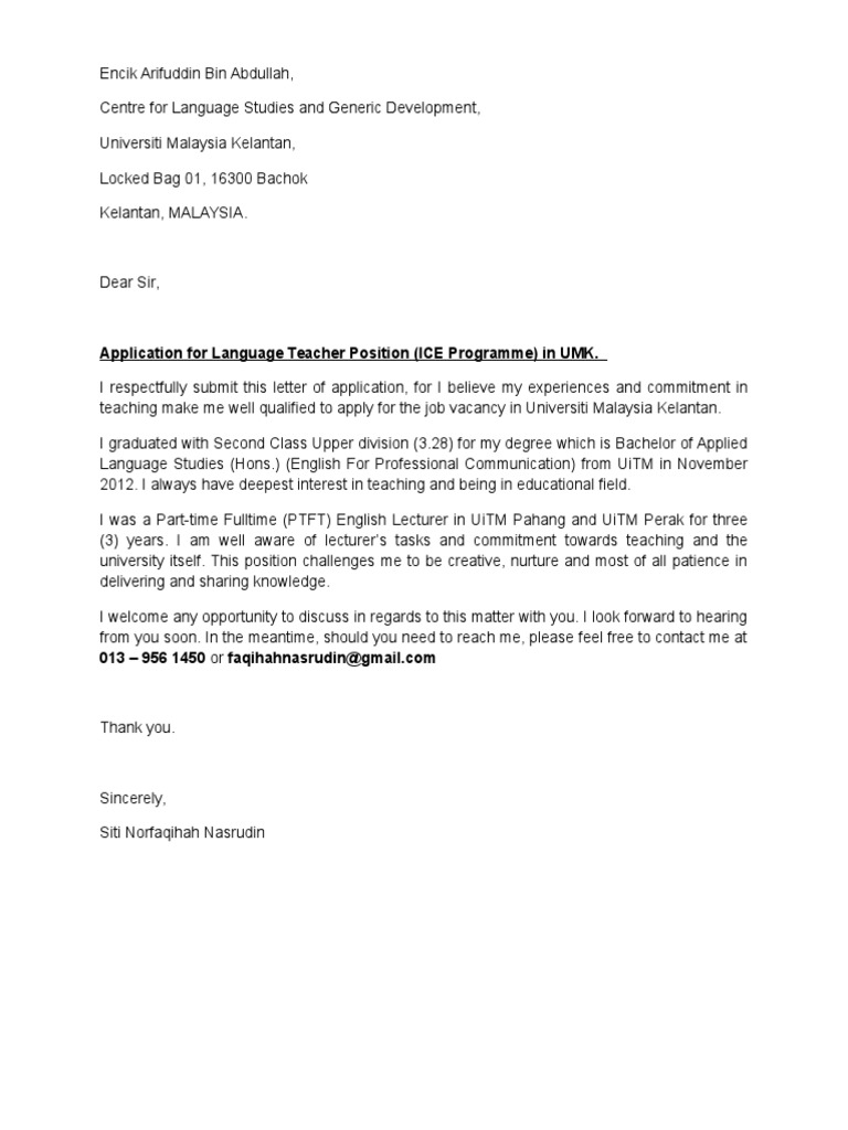 Cover Letter | PDF | Behavior Modification | Cognition