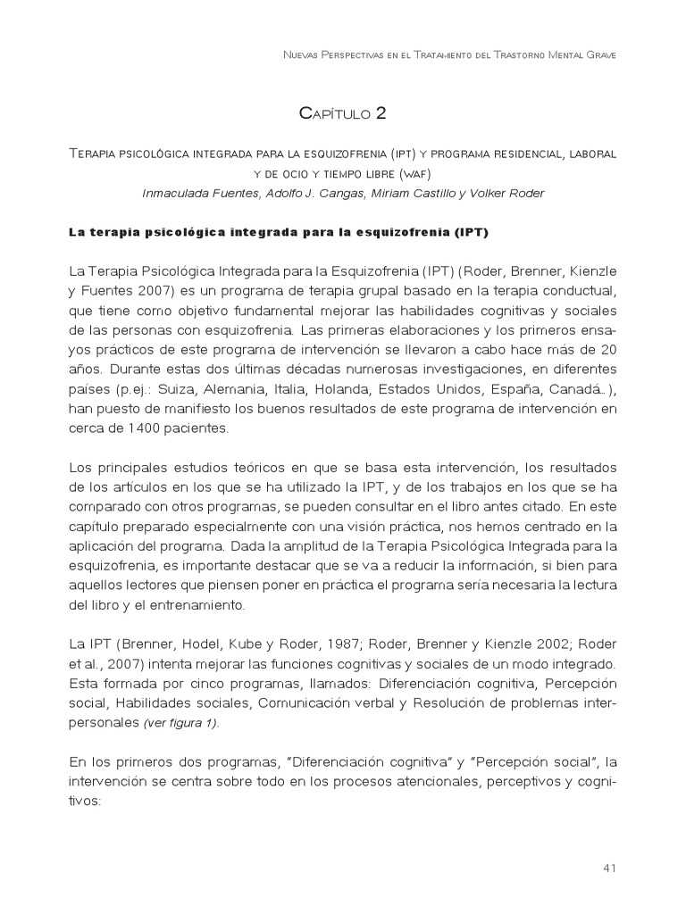 Terapia Integrada para Esquizofrenia | PDF | Psicoterapia | Esquizofrenia
