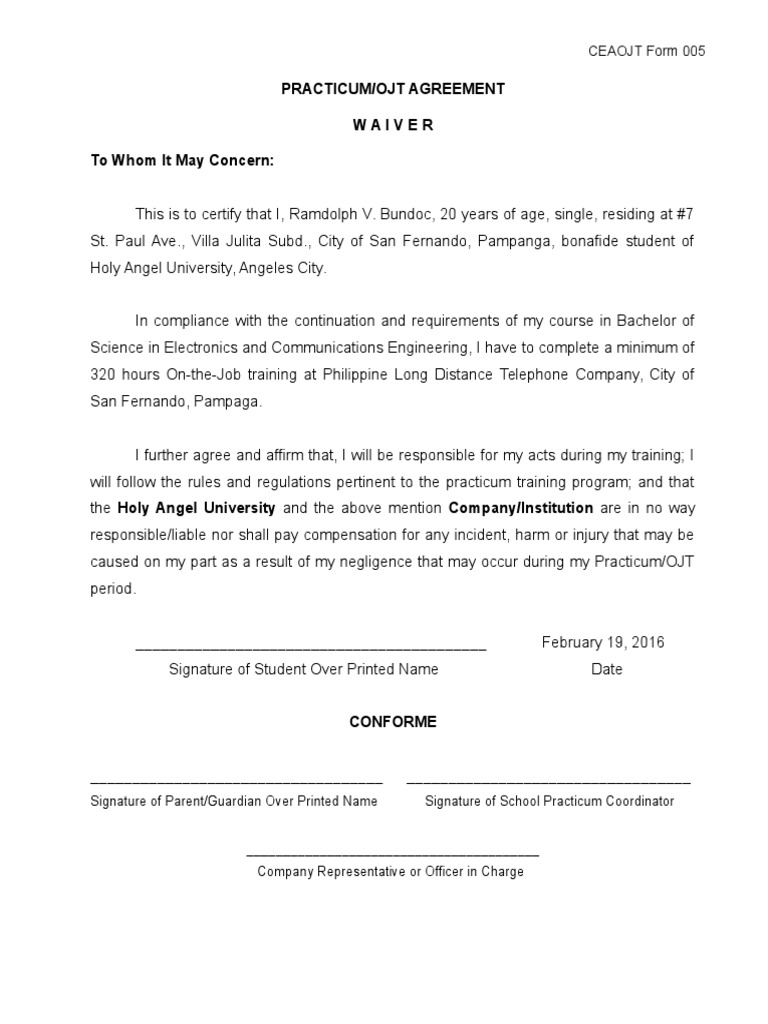 Dole-Form-And-Waiver Ram | PDF | Apprenticeship | Government