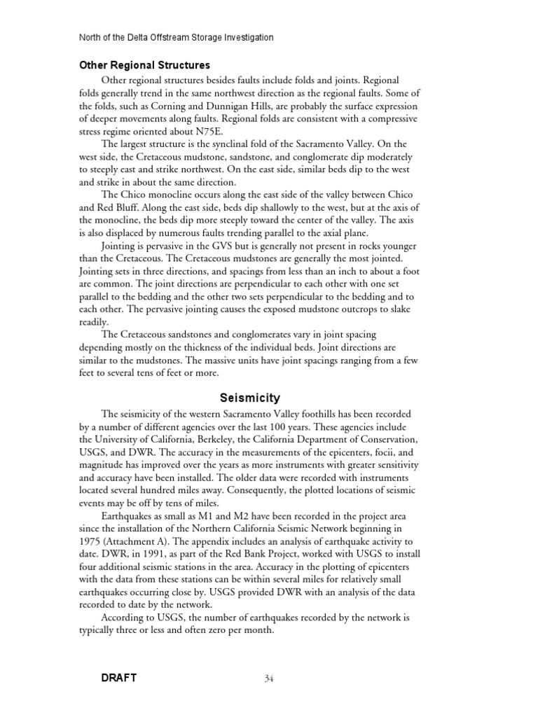 North of the Delta Offstream Storage Investigation Seismic Activity ...