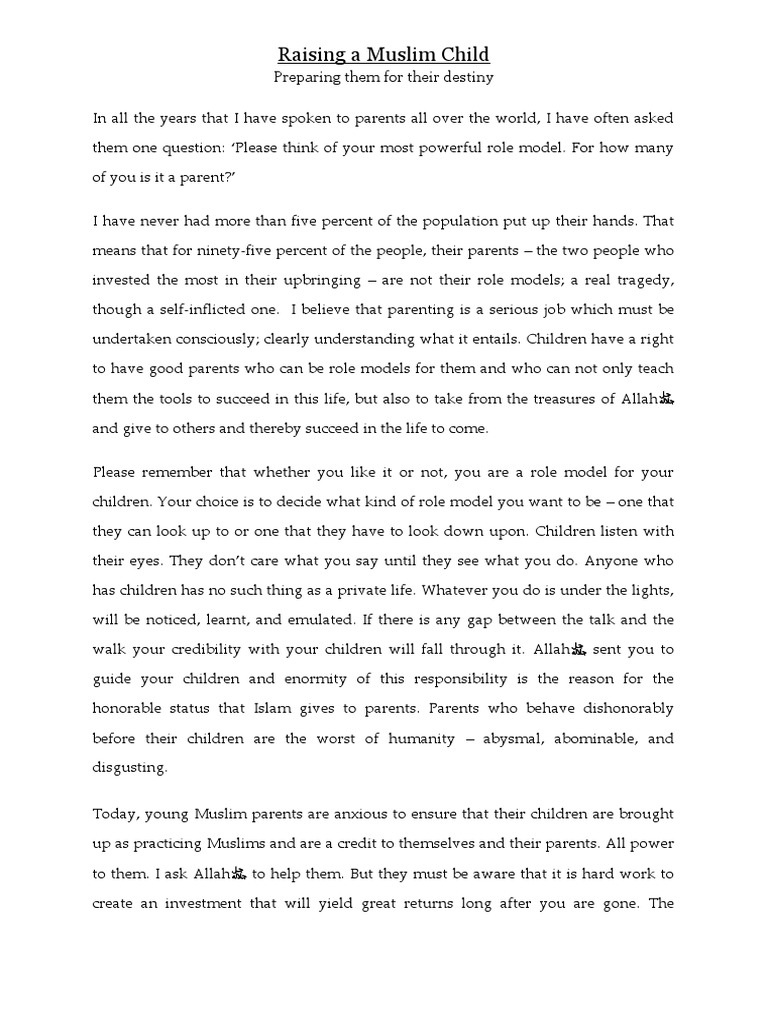 Raising A Muslim Child | PDF | Parenting | Relationships