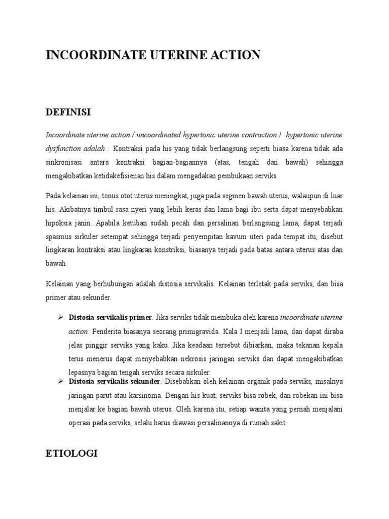 Incoordinate Uterine Action - Ardin | PDF | Kesehatan Holistik