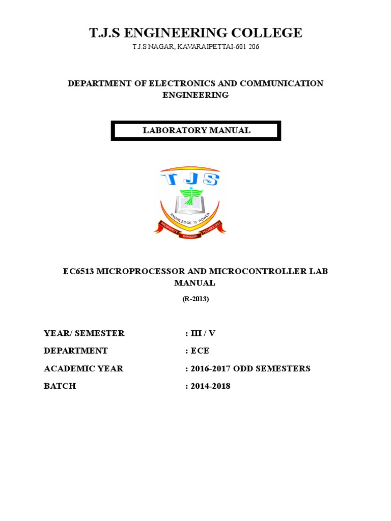 EC6513 Microprocessor and Microcontroller Lab Manual | PDF | Assembly Language | Pointer ...