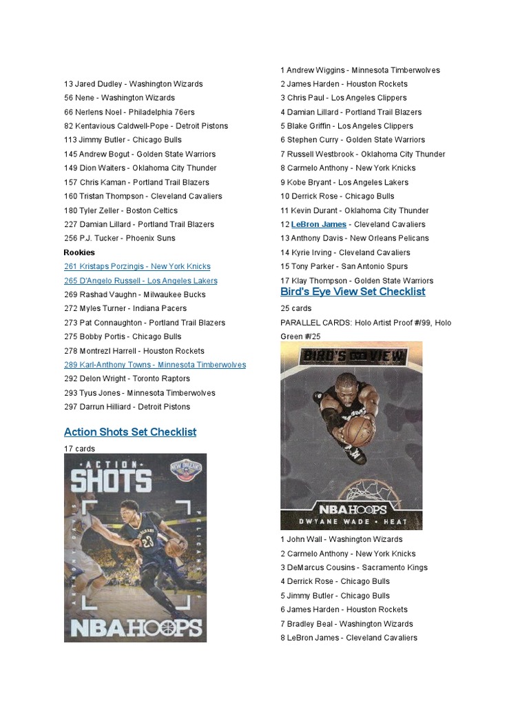 Bird's Eye View Set Checklist: Rookies | PDF