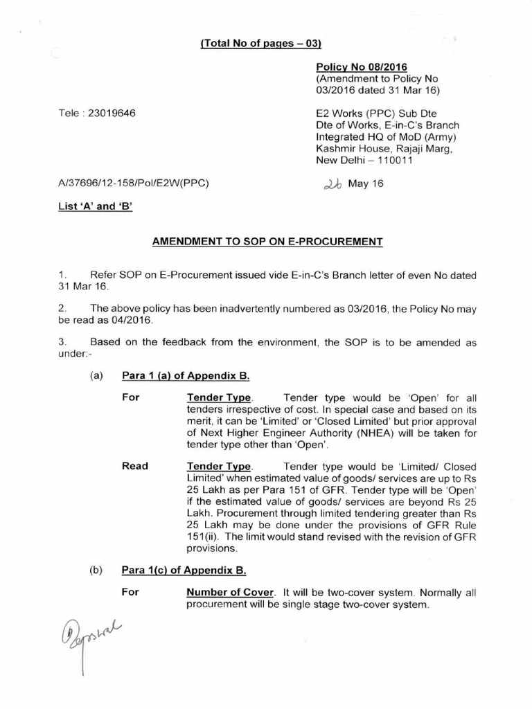 AMENDMENT TO SOP ON E-PROCUREMENT 26 May 2016.pdf | Banks | Money