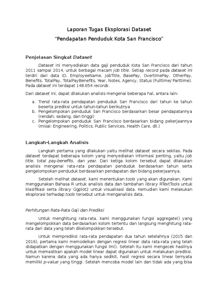 Laporan Tugas Eksplorasi Dataset Pdf