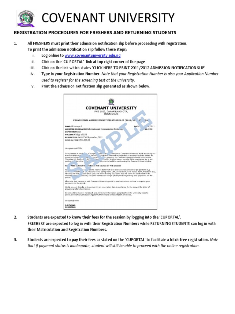 Covenant University | PDF | Fee | Computing