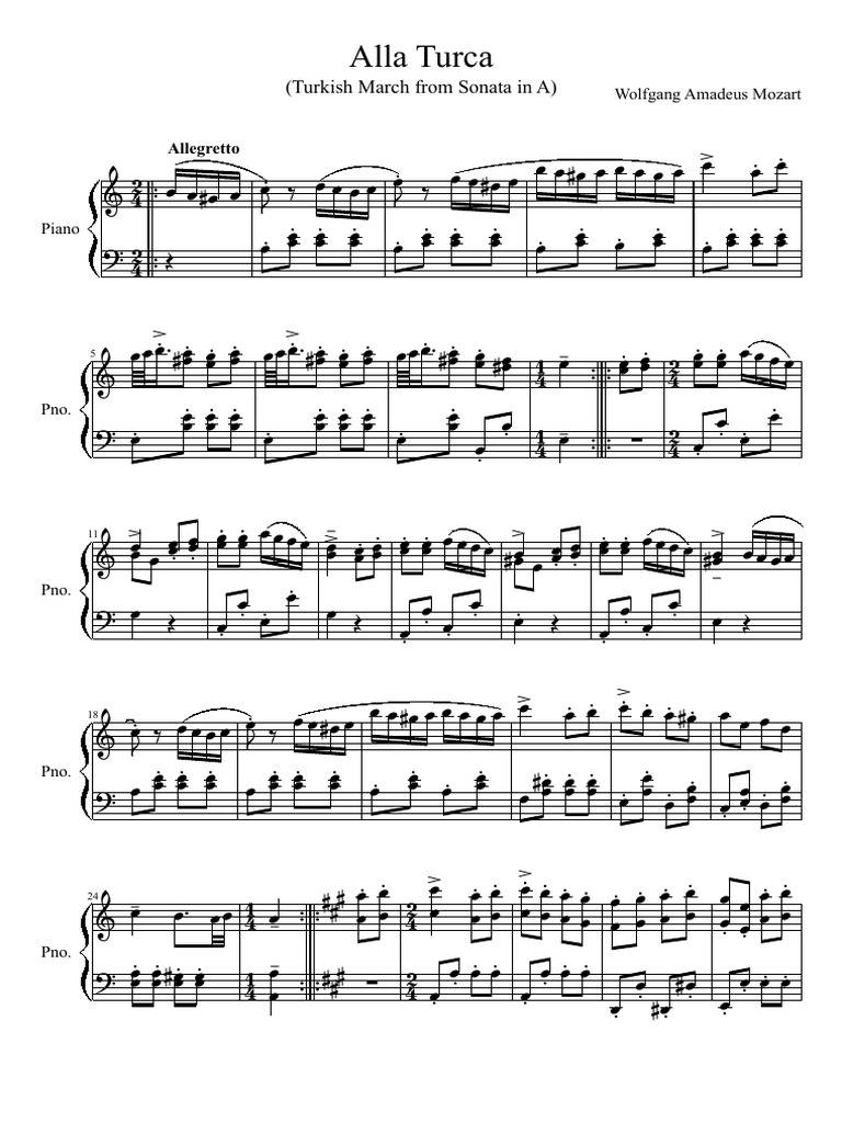 Mozart - Rondo Alla Turca (5 Pages) | PDF