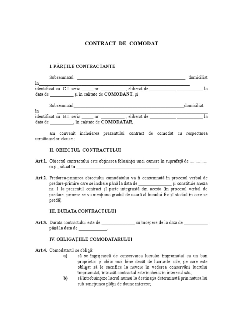 Contract de Comodat 4 | PDF