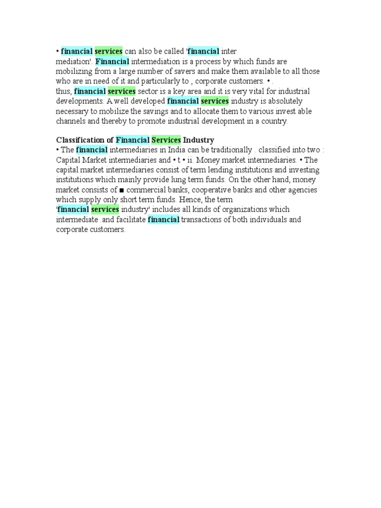 Classification of Financial Services Industry | PDF