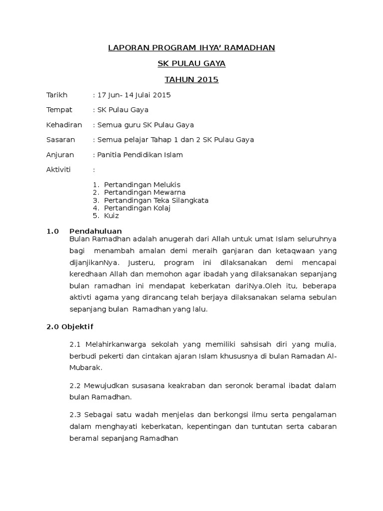 Laporan Program Ihya Ramadhan | PDF