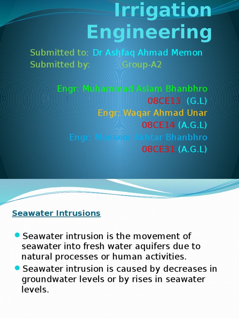 Sea Water Intrusion...... Final Presentation | Aquifer | Environmental ...