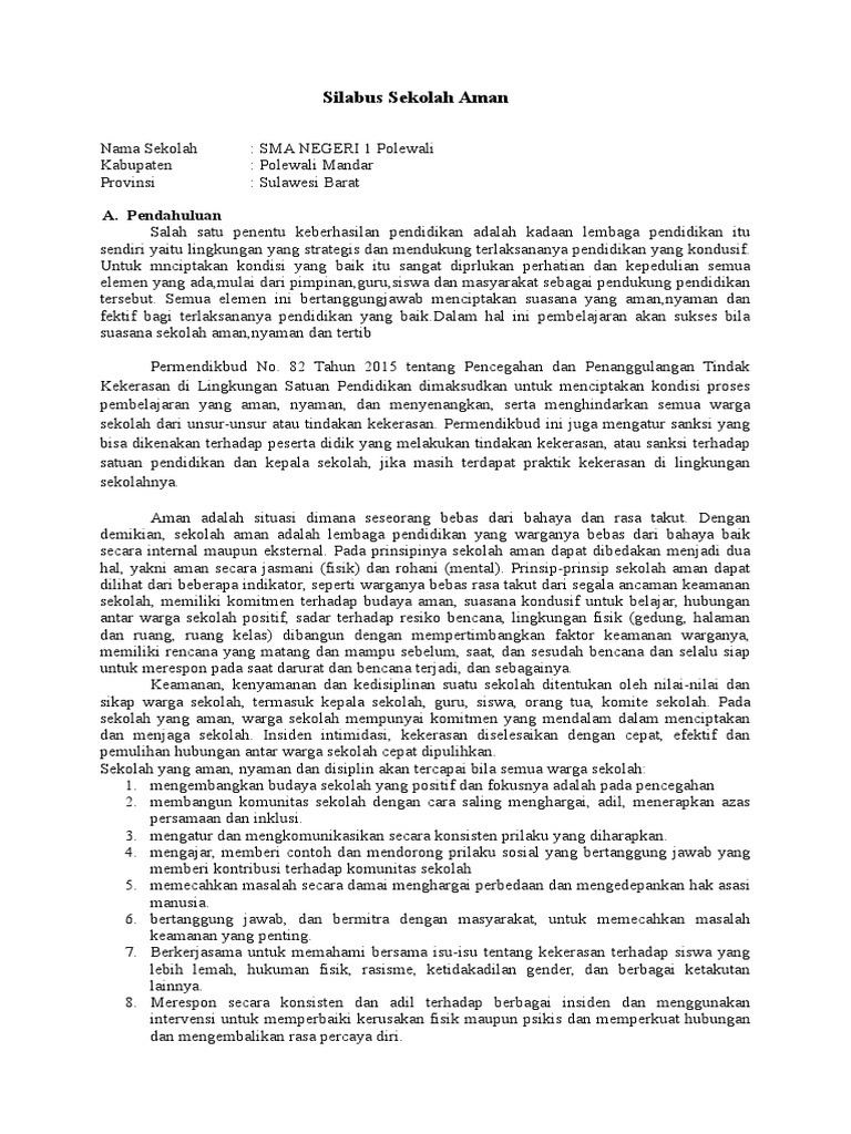 Konsep Sma Rujukan Sekolah Aman | PDF