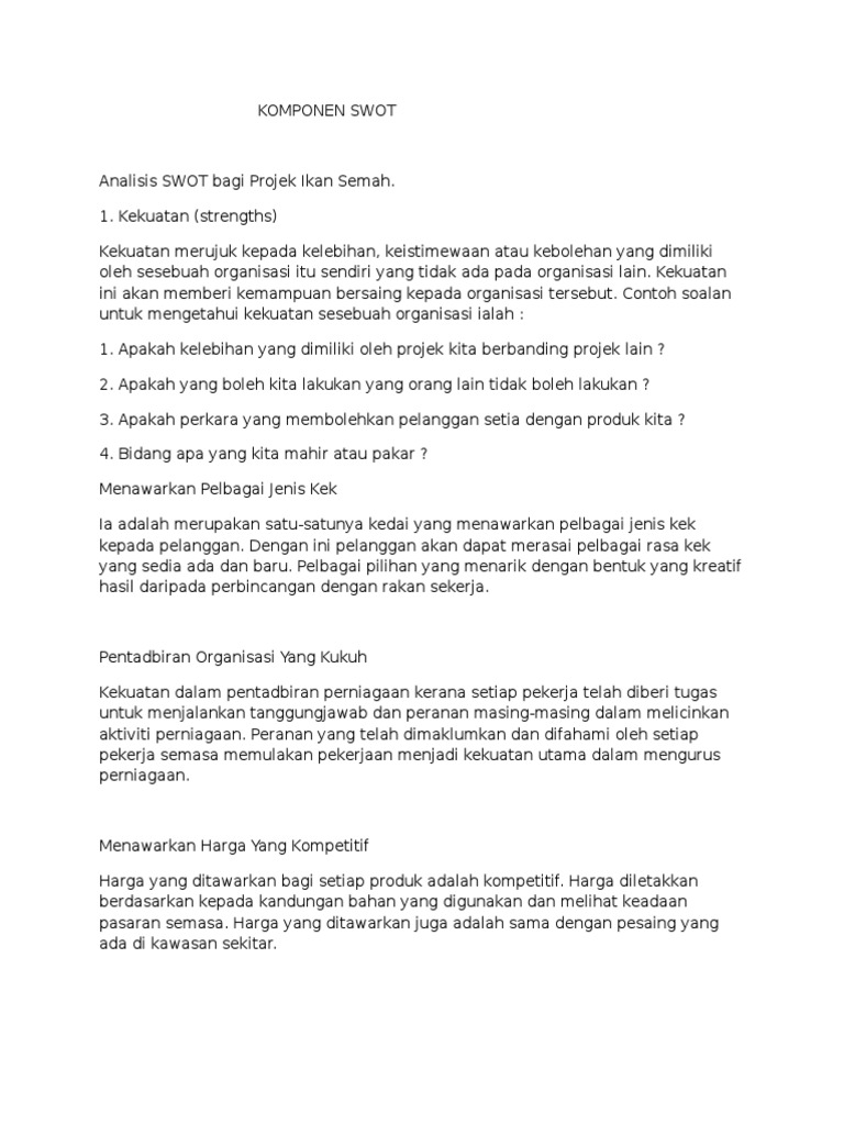 Komponen Swot | PDF