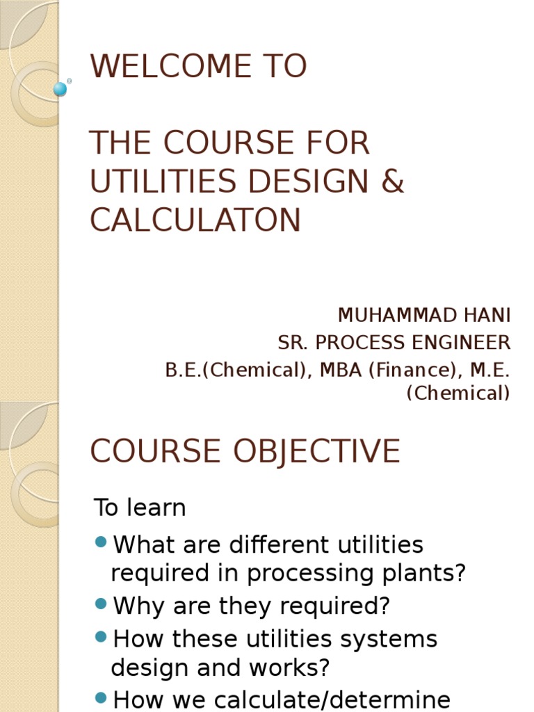 Utilities Design Course | PDF | Flow Measurement | Purified Water