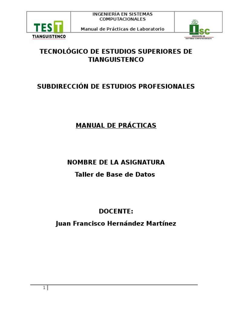 Formato Del Manual De Practicas Oracle 11g Pdf Base De Datos Oracle Tabla Base De Datos