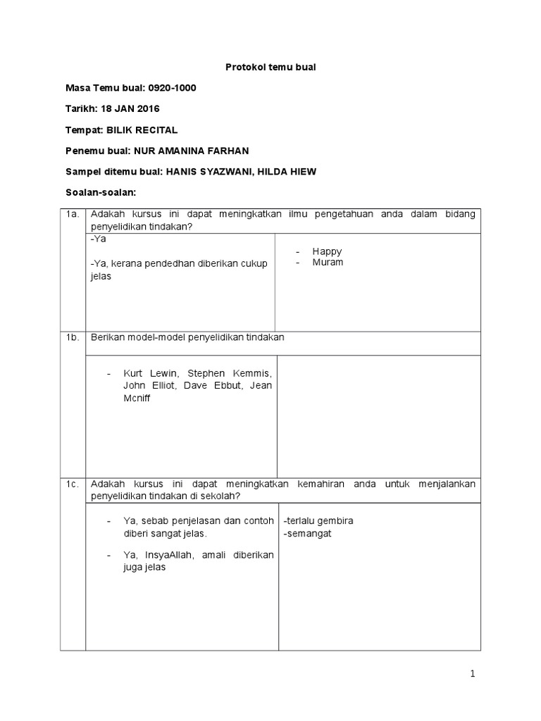 Protokol Temu Bual Pelajar | PDF