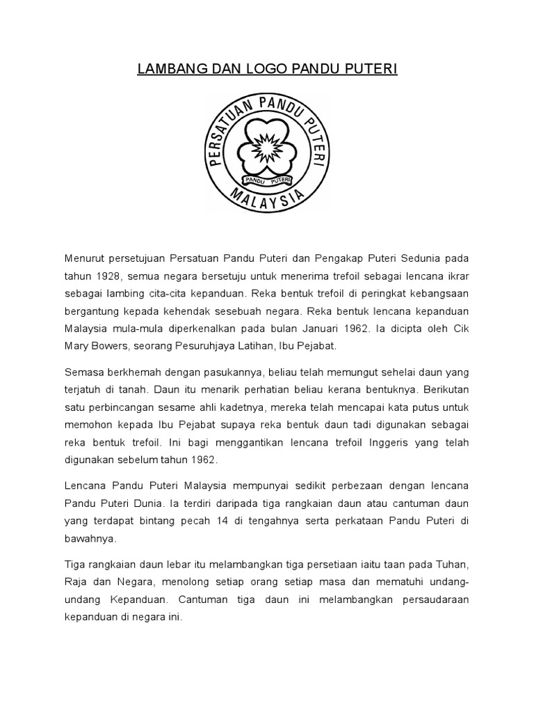 Lambang Dan Logo Pandu Puteri | PDF