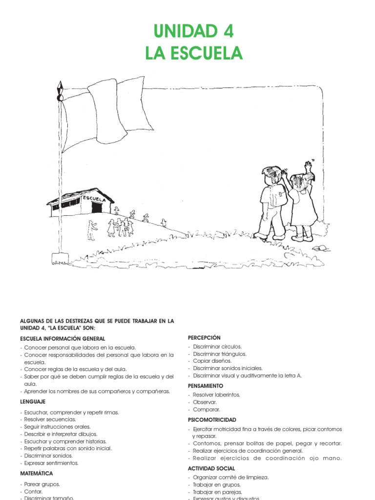 UI Preprimaria - Unidad 4 - La Escuela | PDF | Lápiz