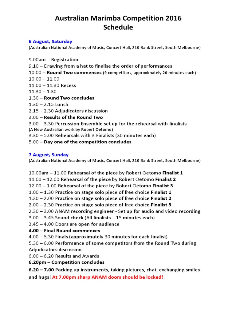 AMC 2016 Schedule | PDF | Art
