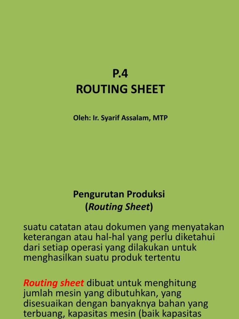 M 4 Routing Sheet | PDF | Bisnis